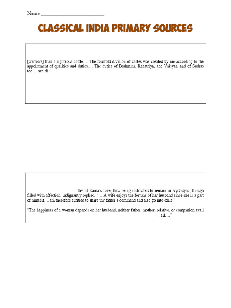 08 - Classical India Primary Sources | PDF | History | General Fiction