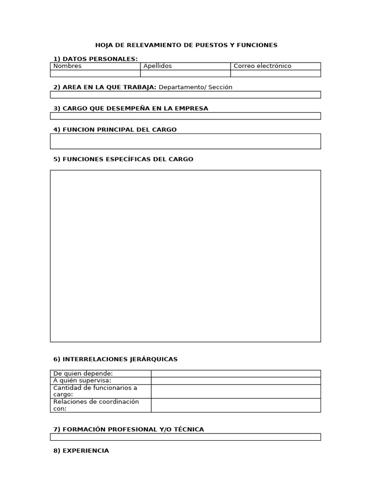 Ficha Levantamiento de Funciones | PDF
