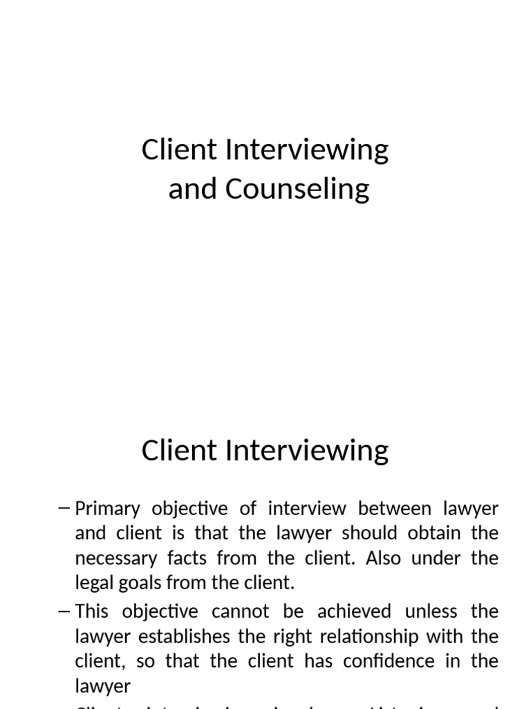 Effective Client Interviewing & Counseling | PDF | Lawyer | Conflict Of ...