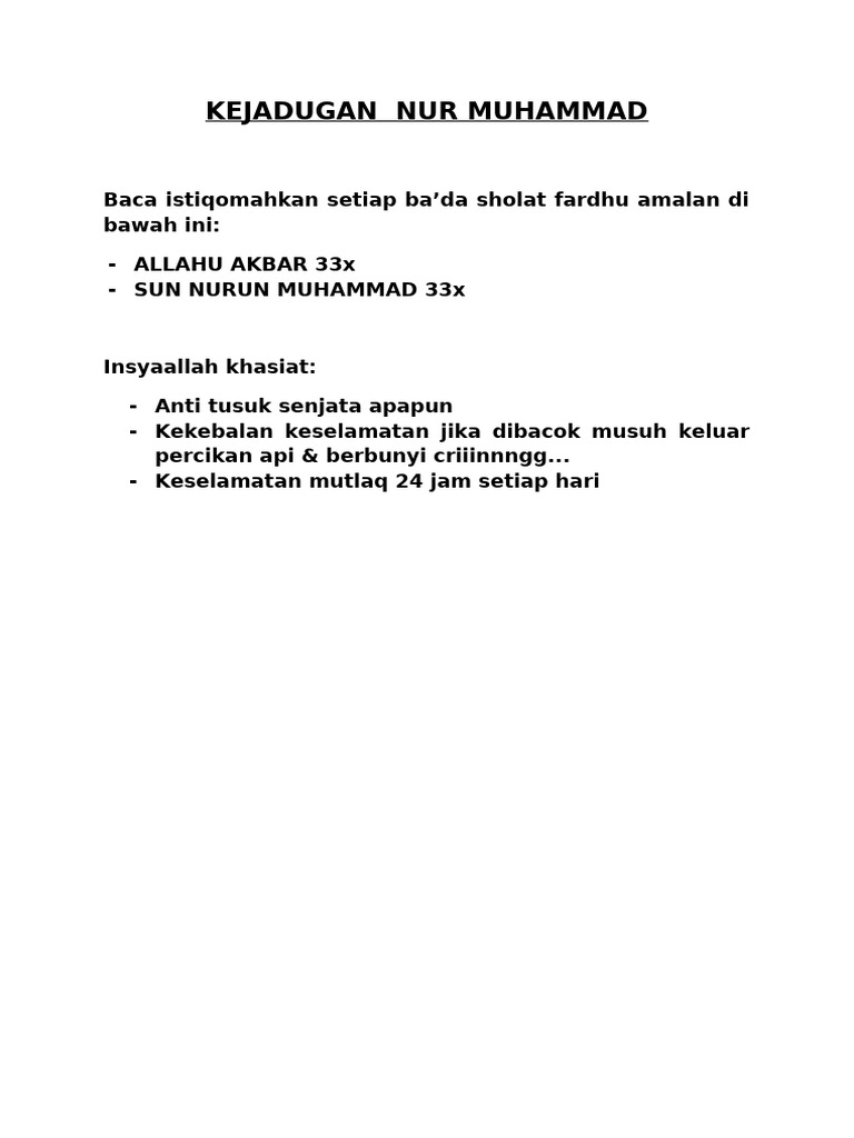 Kejadugan Nur Muhammad | PDF