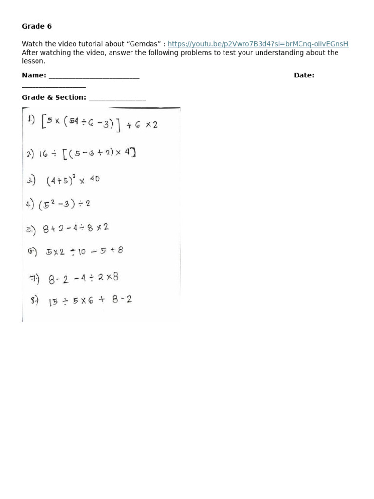 Grade 6 12 Activity - Nov 11 | PDF | Games & Activities | Technology ...