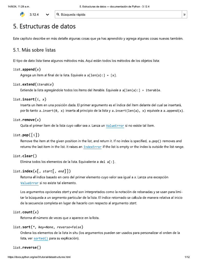 Estructura de Datos Python | PDF