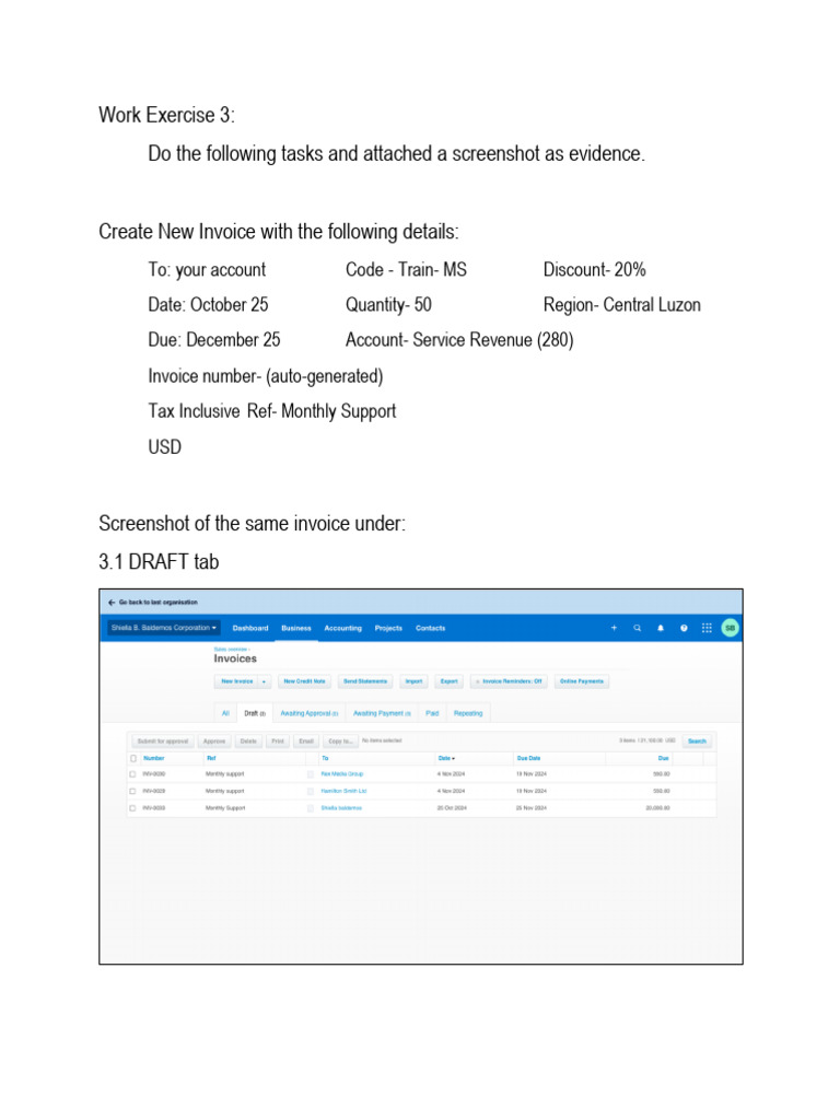 Xero Activity #3 | PDF