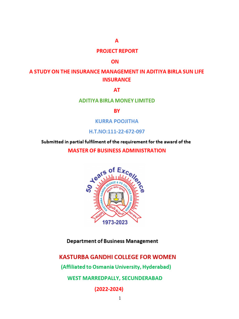 Poojitha Project Finance | PDF | Insurance | Life Insurance