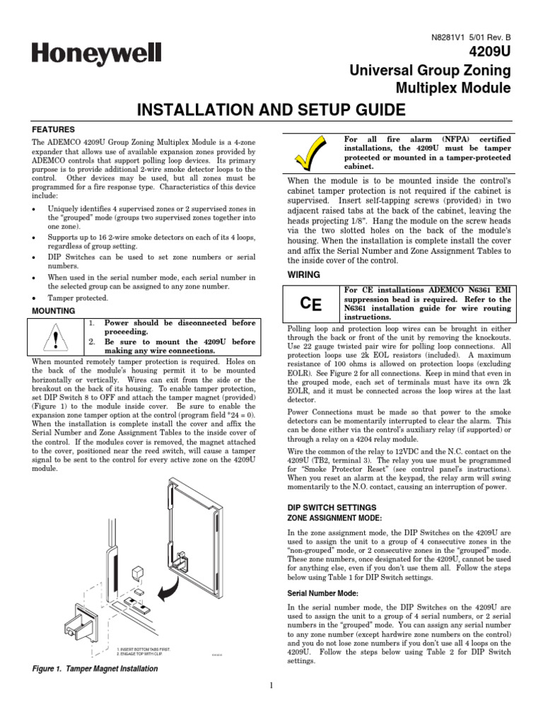 ADEMCO 4209U Zoning Module Guide | PDF | Relay | Switch