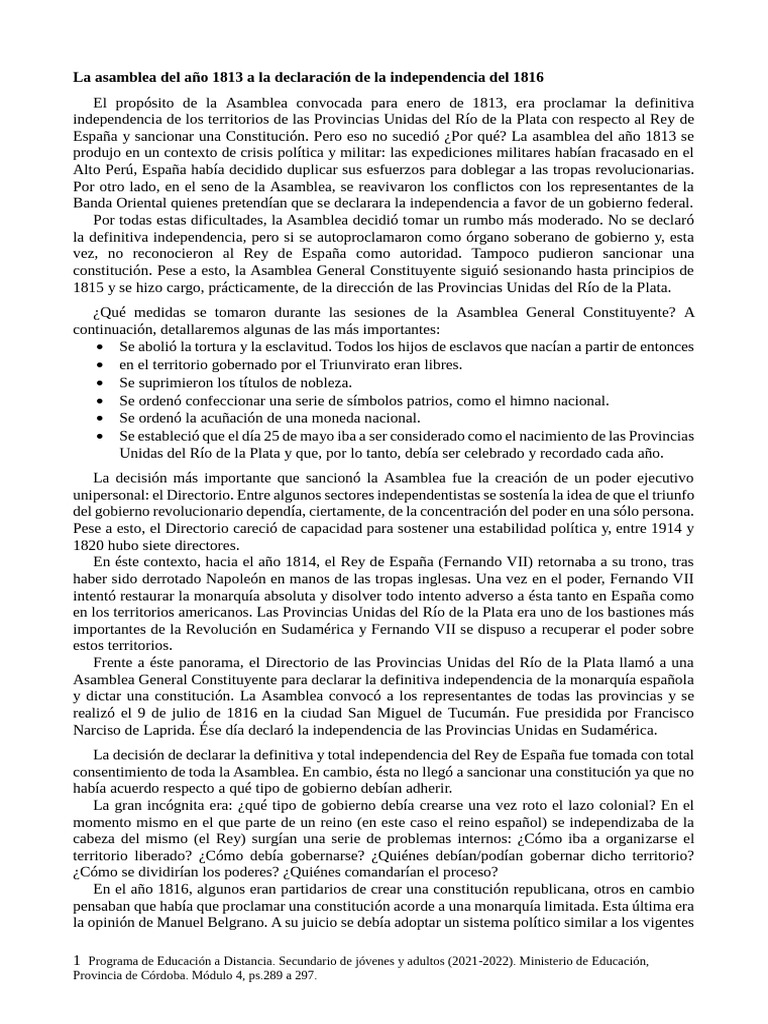 1813-1820 Modulo 4 EDJA Corto | PDF | Buenos Aires | España