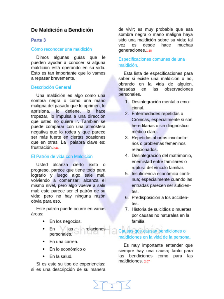 3 de Maldición A Bendición | PDF | Maldición | Creencia religiosa y ...