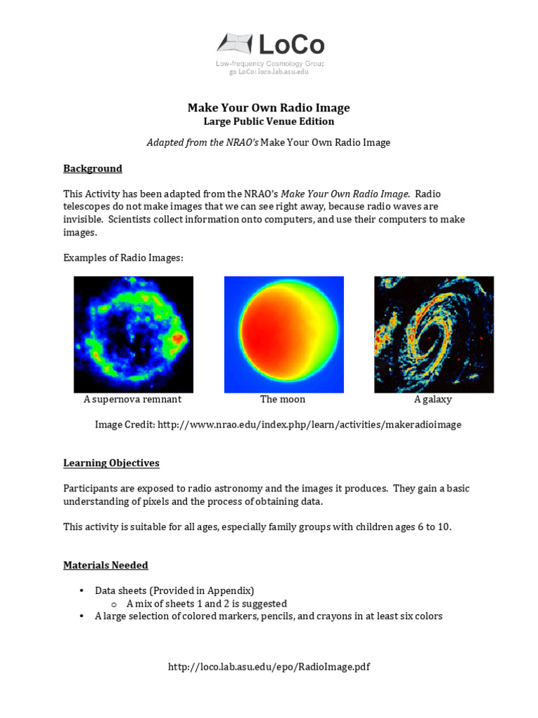 Create Your Own Radio Image Activity | PDF | Astronomy ...