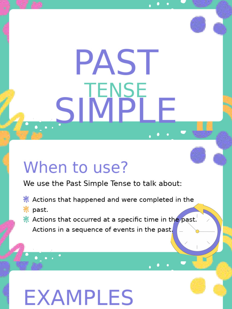 Past Simple Tense Presentation in Green Purple Cute Style | PDF ...