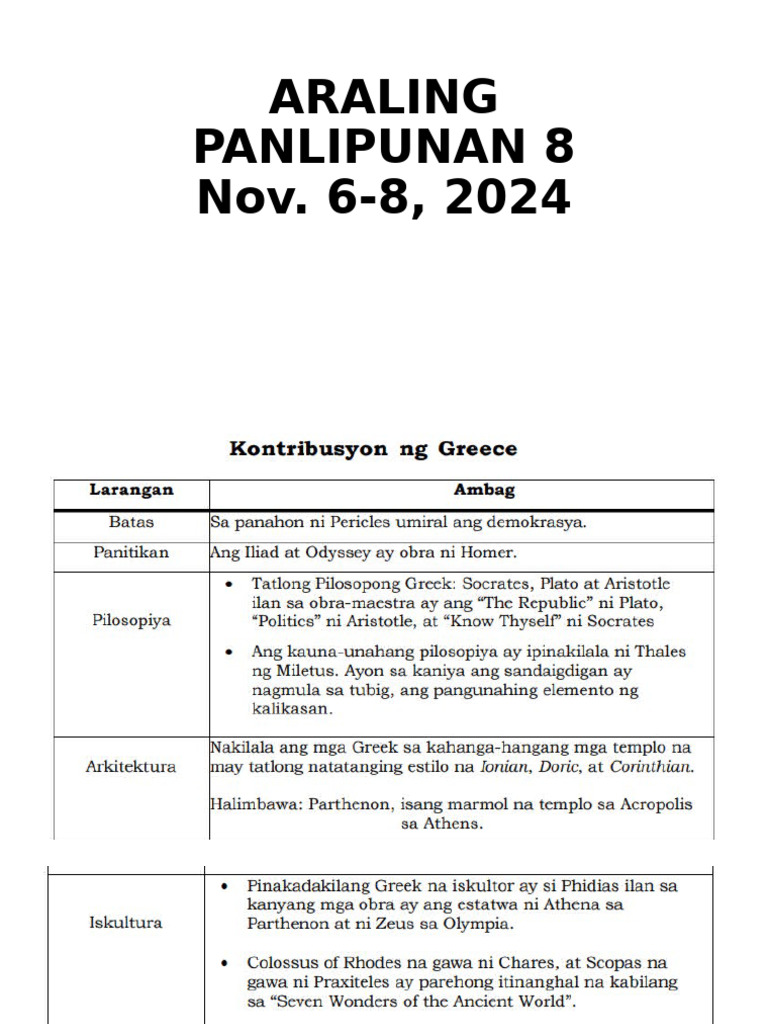 Aral Pan 8 Nov. 6-8 | PDF
