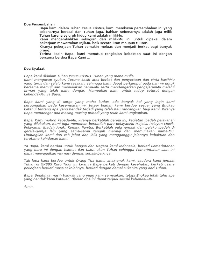 Doa Persembahan | PDF