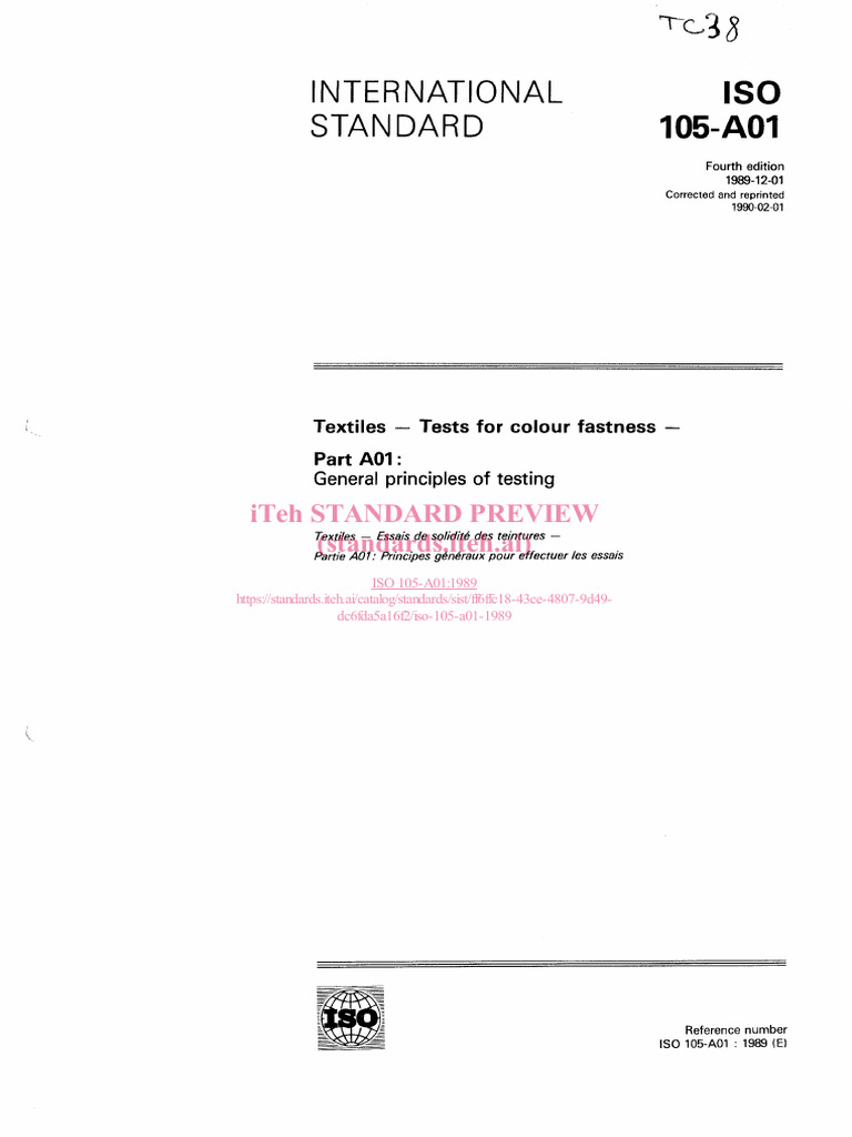 ISO 105-A01: Color Fastness Testing | PDF | International Organization ...