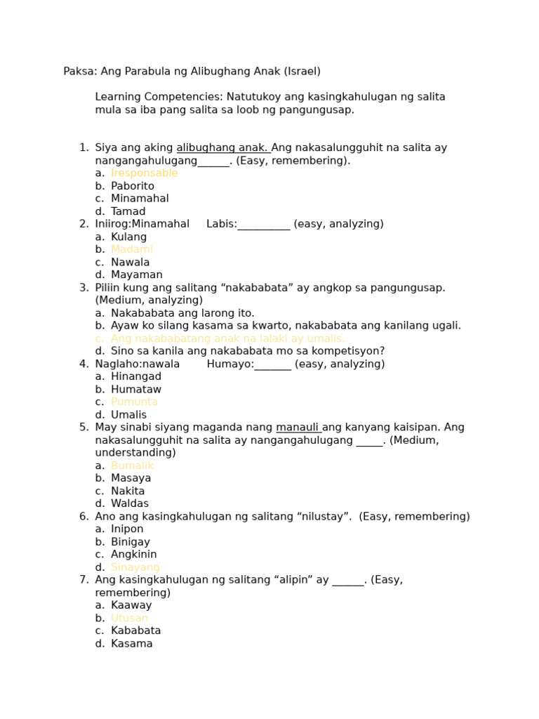 Questions Part | PDF