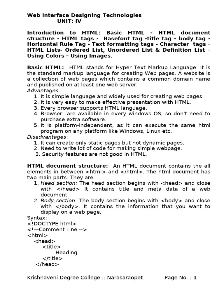 UNIT-IV EComm-WT-UG | PDF | Html Element | Html