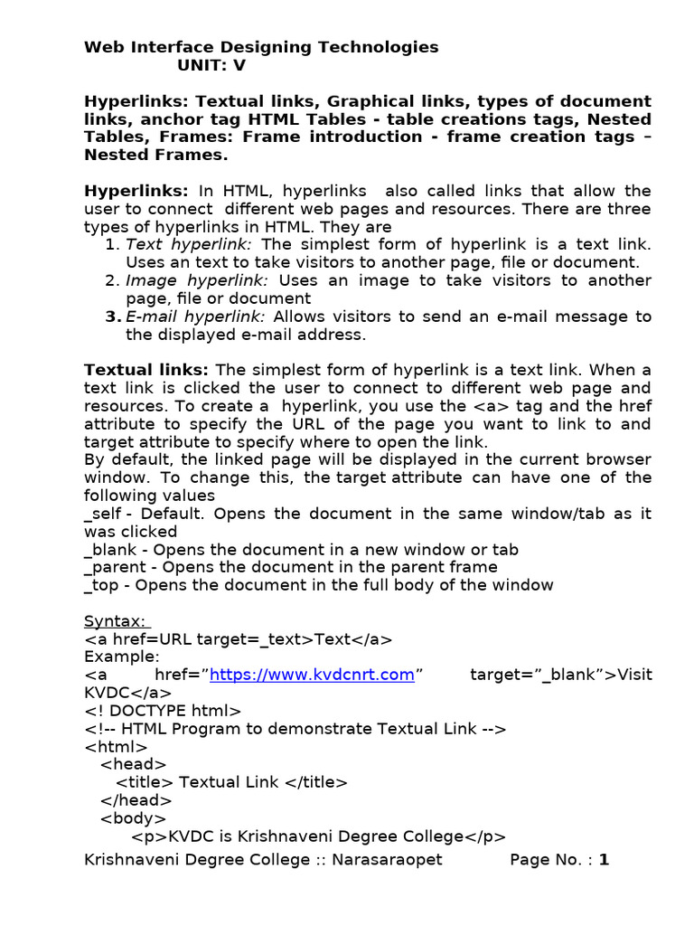 UNIT-V EComm-WT-UG | PDF | Hyperlink | Html Element