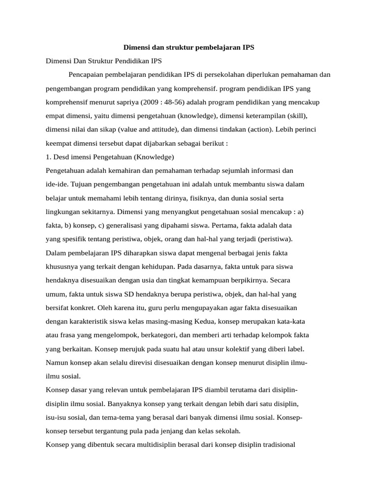 Dimensi Dan Struktur Pembelajaran IPS | PDF | Karier & Perkembangan | Kesehatan Holistik