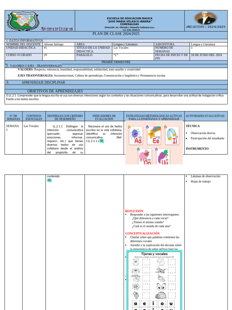 PLAN DE CLASE Lenguaje | PDF | Maestros | Aprendizaje
