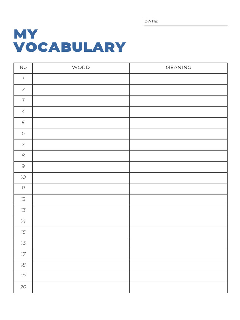 My Vocabulary | PDF