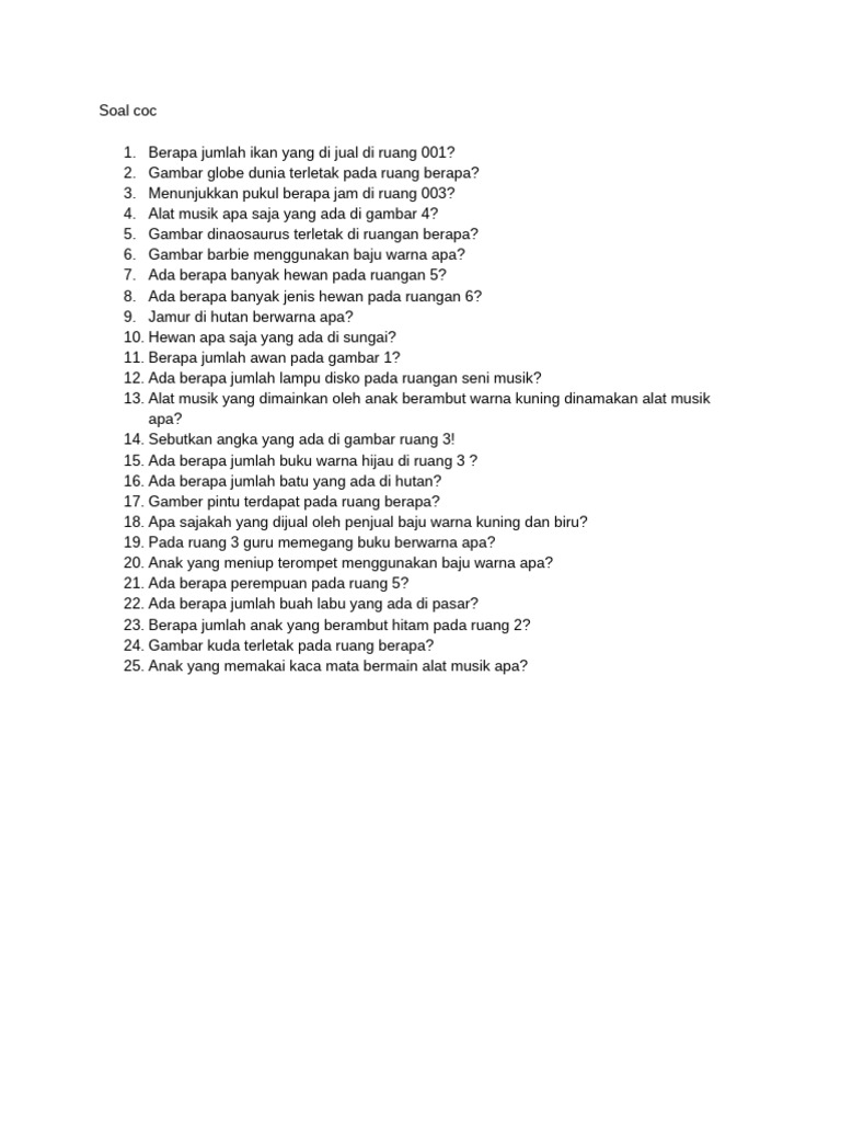 Soal Coc Final | PDF | Kajian Bahasa Asing | Seni