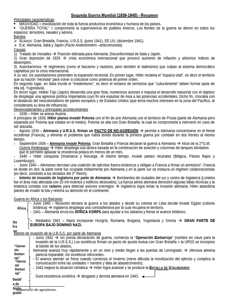 Segunda Guerra Mundial Resumen | PDF | Alemania nazi | Aliados de la ...
