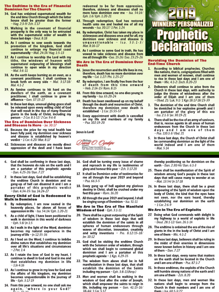 2019 Prophetic Declaration - FM | PDF