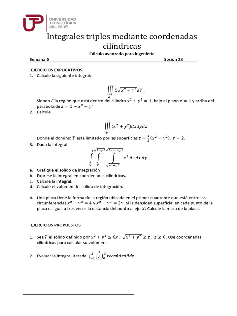 S - Sem12 - Ses23-Integrales Triples Mediante Coordenadas Cilíndricas ...