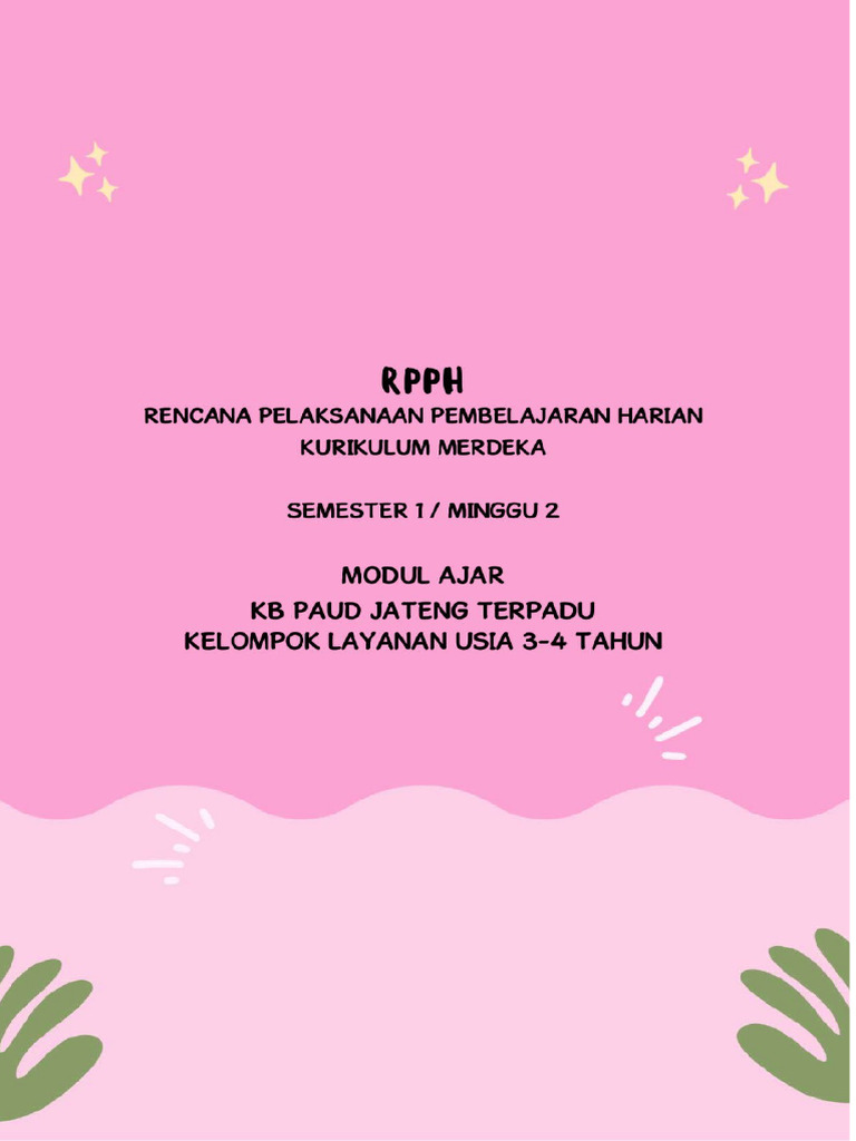 Modul Ajar RPPH KB B 3 4 Tahun Kurmer Smt1 Minggu 02 FREE | PDF
