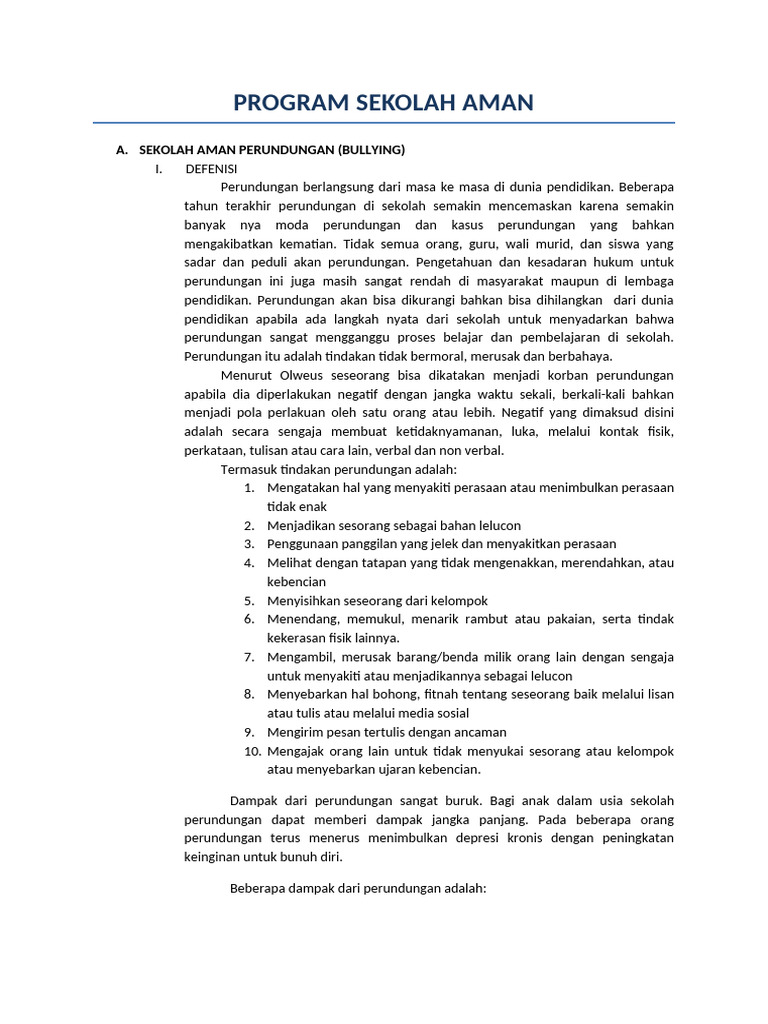 Program Sekolah Aman Perundungan Dan Rokok | PDF