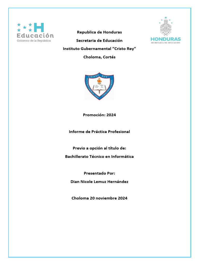 Portada de Informe de Practica | PDF | Ciencias sociales | Informática