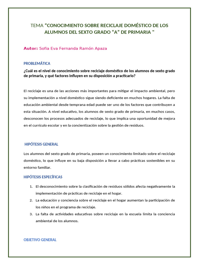 Tema Conocimiento Sobre Reciclaje | PDF | Reciclaje | Residuos