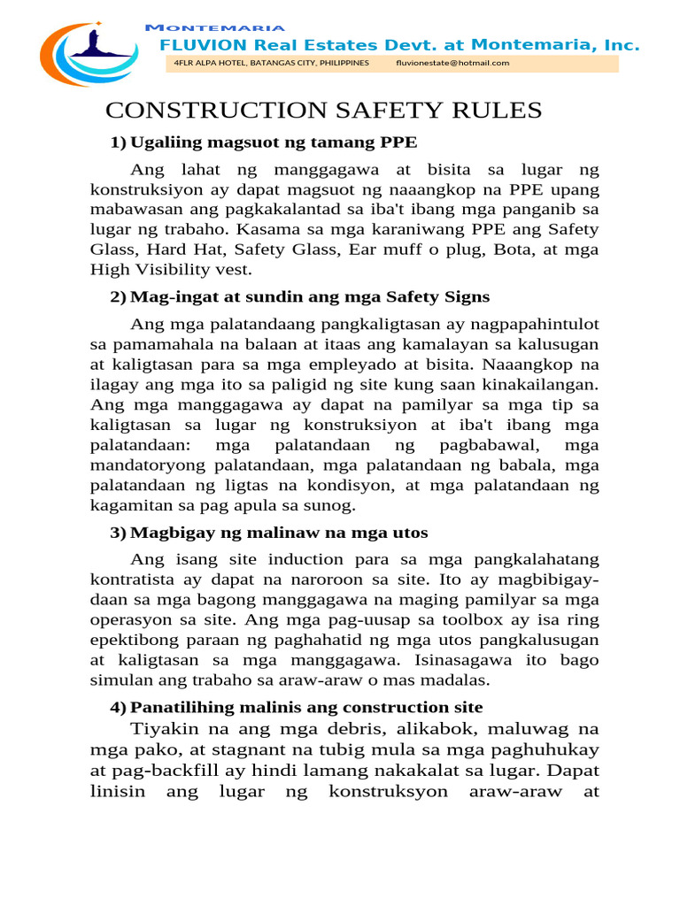 Construction Safety Rules | PDF