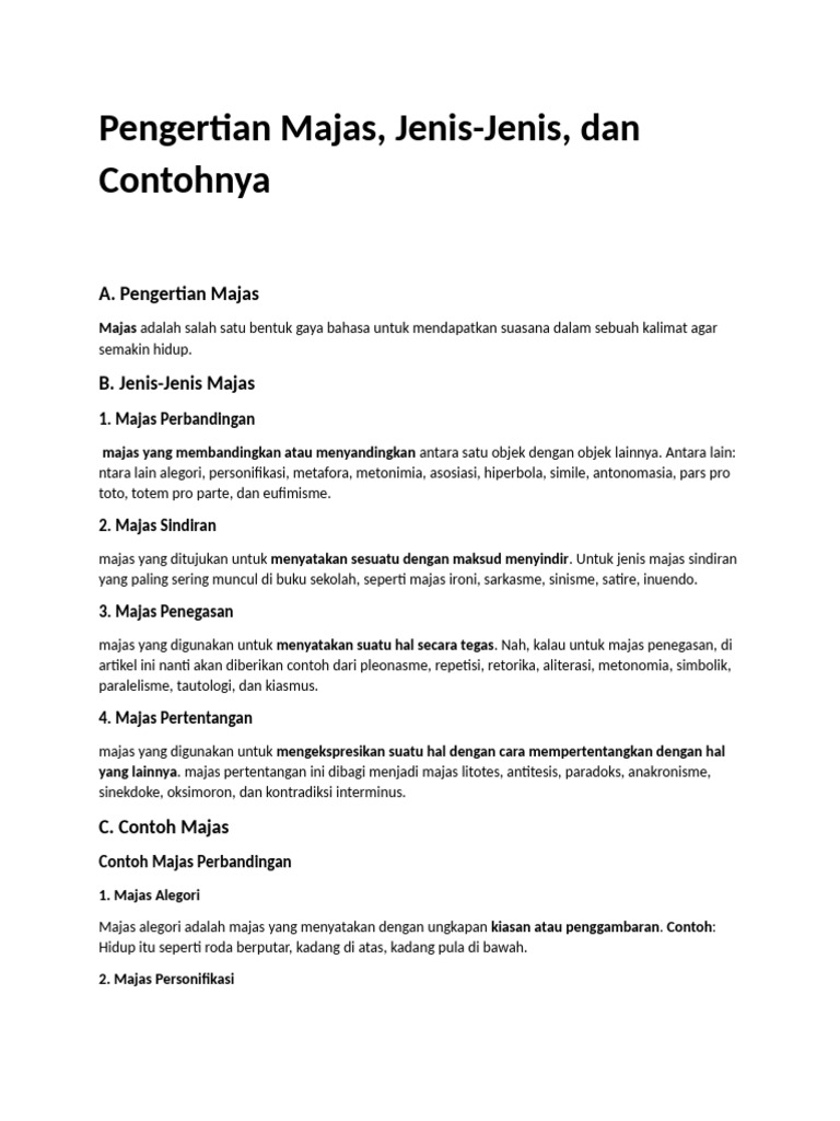 Panduan Lengkap Majas dan Contohnya | PDF