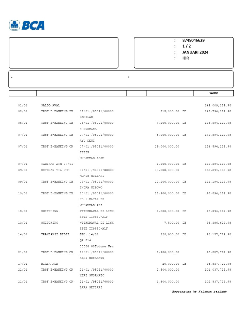 Bank Statement Summary | PDF