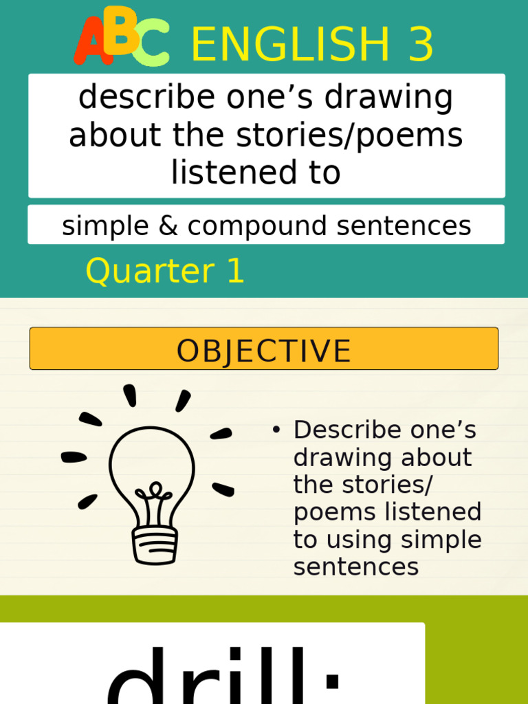 Q1 WEEK 1 ENGLISH-Describe One's Drawing | PDF | Language Arts & Discipline
