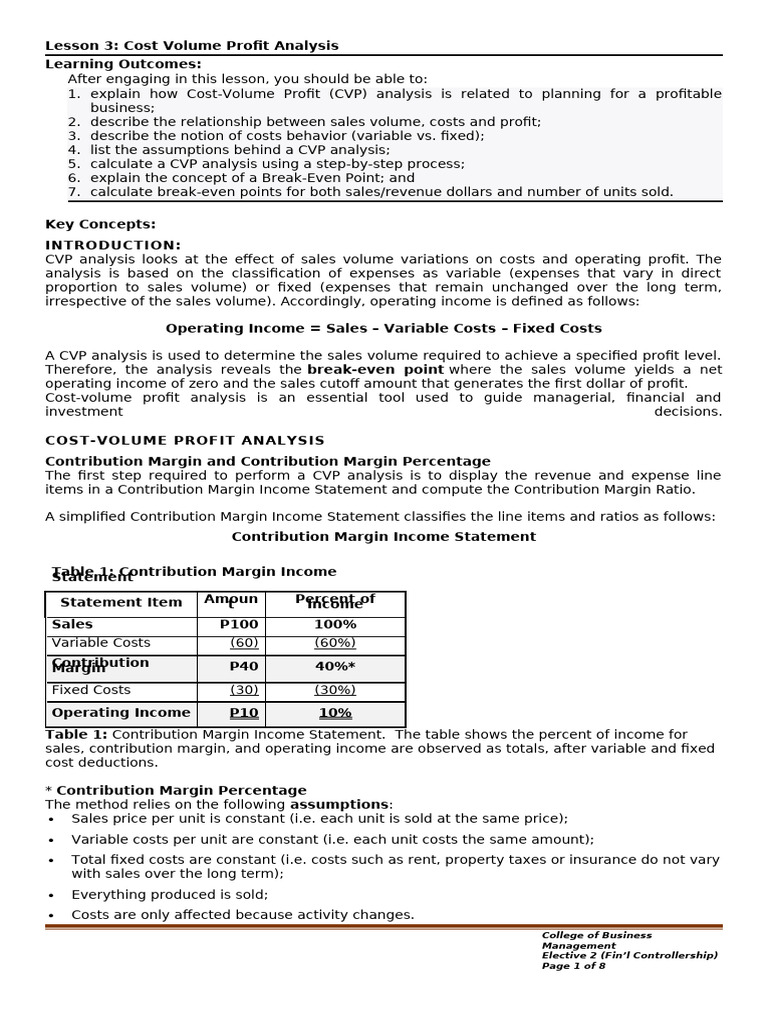 Business Students' CVP Analysis Guide | PDF | Financial Accounting | Business Economics