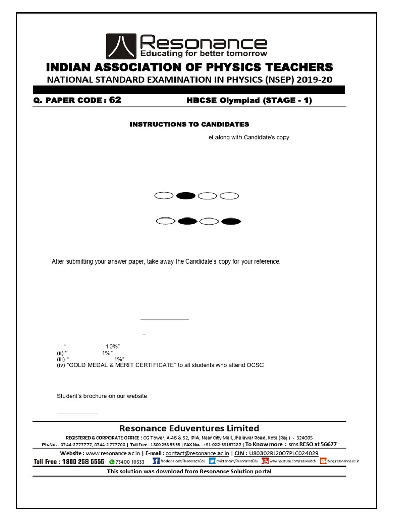 NSEP Code 62 v1 | PDF | Photoelectric Effect | Refraction