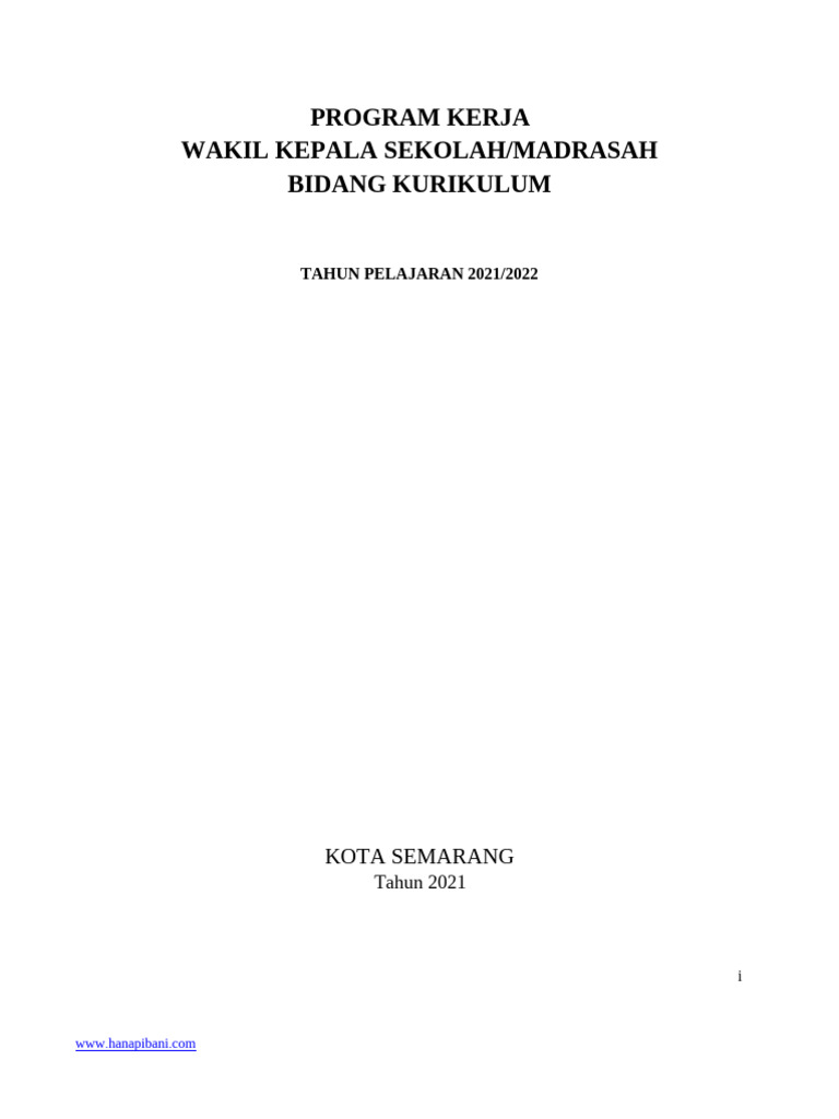 Program Kerja Waka Kurikulum | PDF