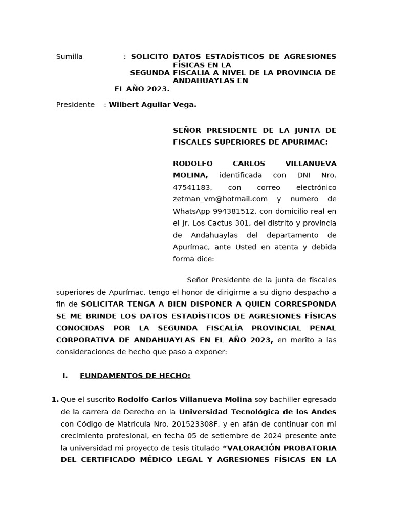 Solicito Datos Estadisticos | PDF | Justicia | Crimen y violencia
