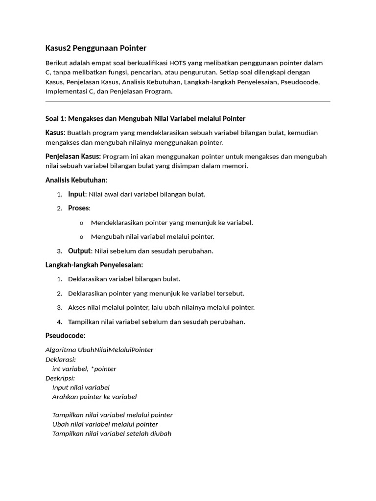 Kasus2 Dalam Penggunaan Pointer | PDF | Komputer