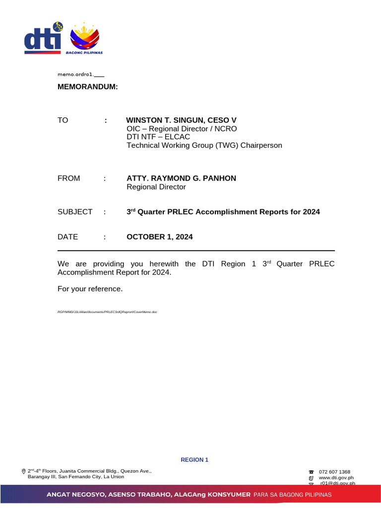 DTI Region 1 3rd Quarter PRLEC Report | PDF | Science & Mathematics