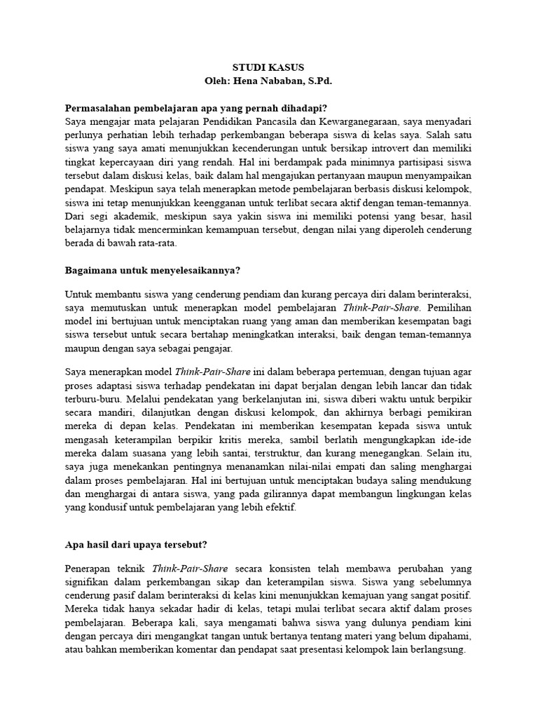Studi Kasus Hena - PPKN | PDF