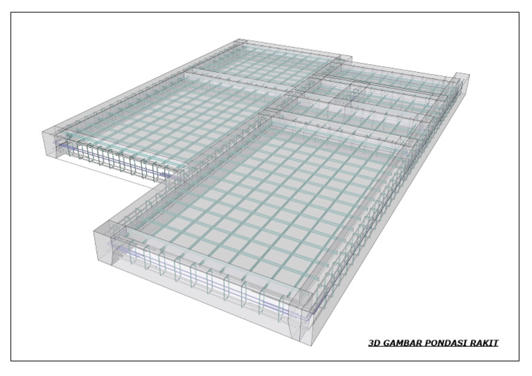 3D Gambar Pondasi Rakit Rumah 32m2 | PDF