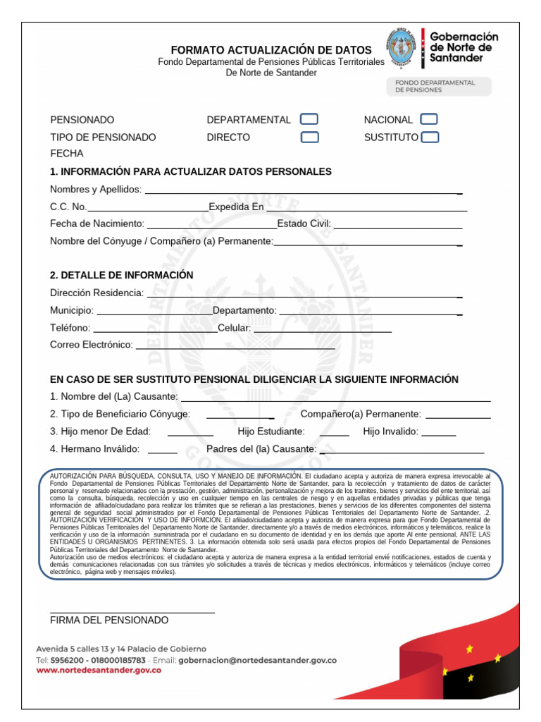 Actualización de Datos Pensionados 2024 | PDF | Pensión | Documento de identidad