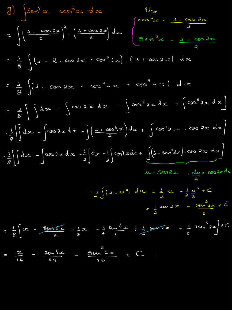 Lista - Integrais Trigonometricas Sol - G | PDF