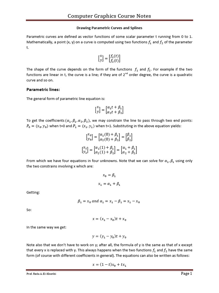 Drawing Parametric Curves and Splines | PDF | Equations | Matrix (Mathematics)