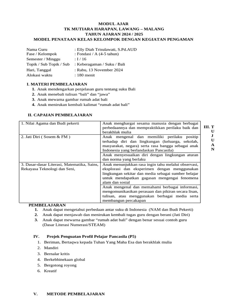 Modul Ajar, Rabu 13 November 2024 | PDF