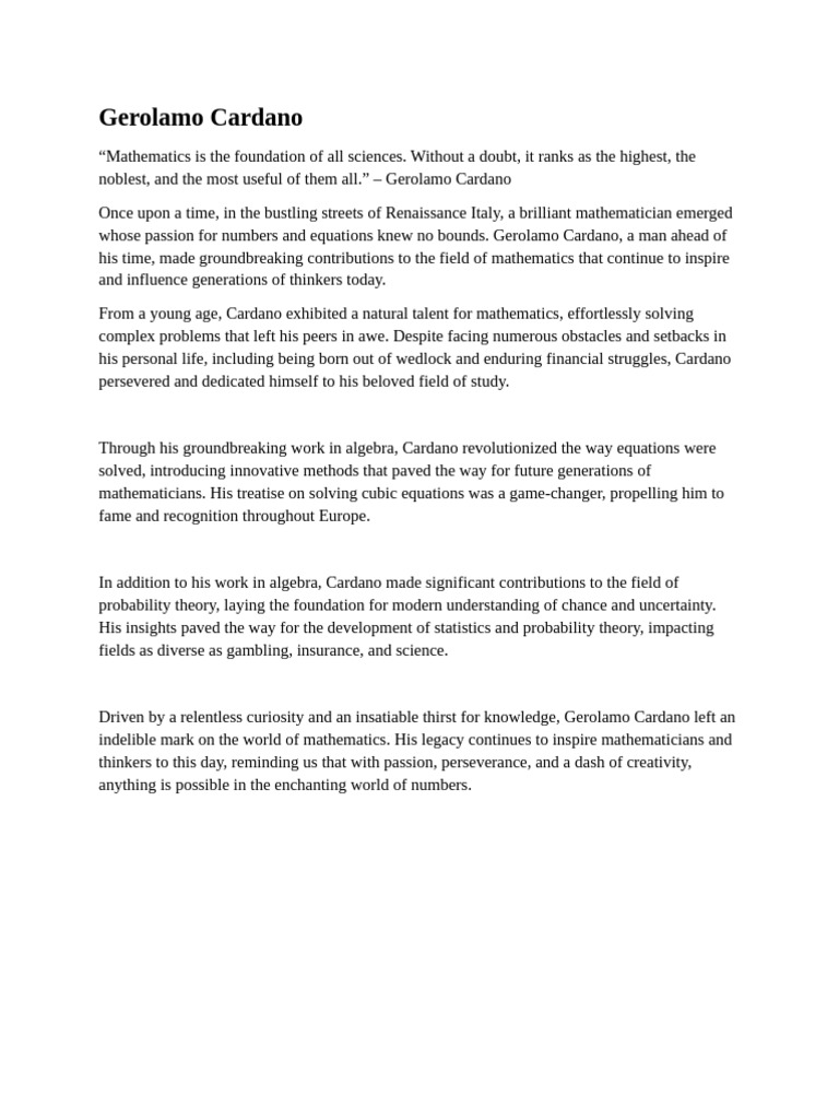 Gerolamo Cardano | PDF | Young Adult