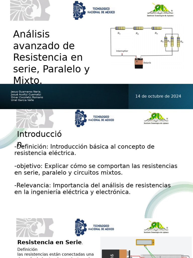Circuito en Paralelo, en Serie y Mixto | PDF | Resistencia Eléctrica y ...