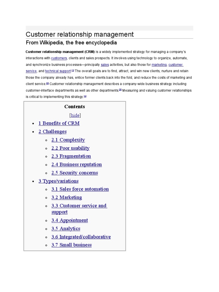 Customer Relationship Management | PDF | Customer Relationship ...