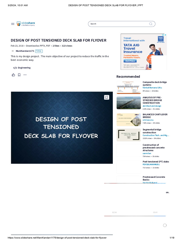 Post-Tensioned Deck Design for Flyover | PDF | Prestressed Concrete | Bending